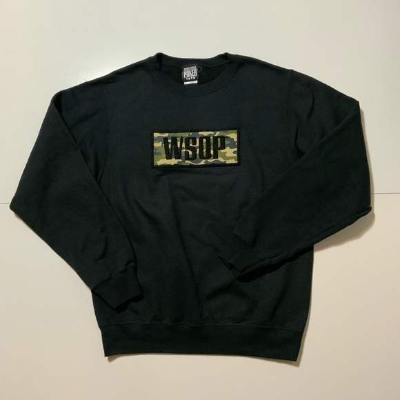 Shirts | Wsop World Series Of Poker Camouflage Box Logo Black Crewneck ...